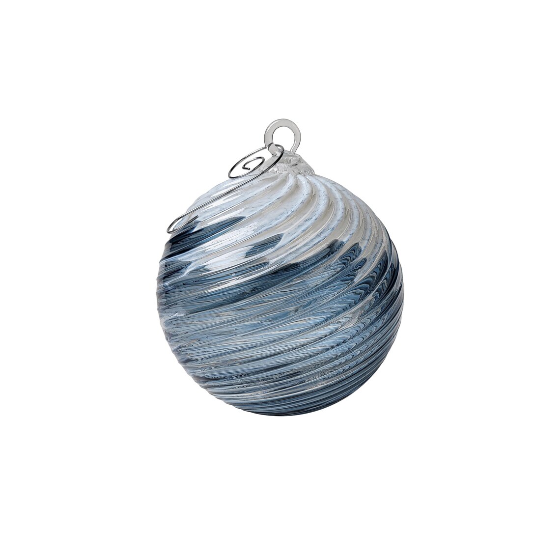 Slate Blue Flurry | Blue & White | Set of 6 | Handblown Glass Ornament ...