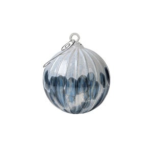 Slate Blue Flurry | Blue & White | Set of 6 | Handblown Glass Ornament ...