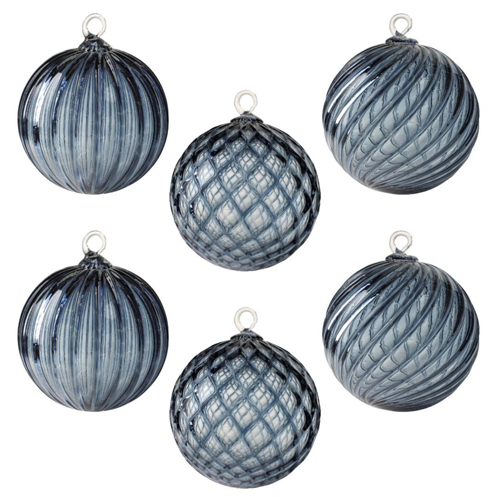 Slate Blue | Set of 6 | Handblown Glass Ornament | Handmade in CA | Sun ...