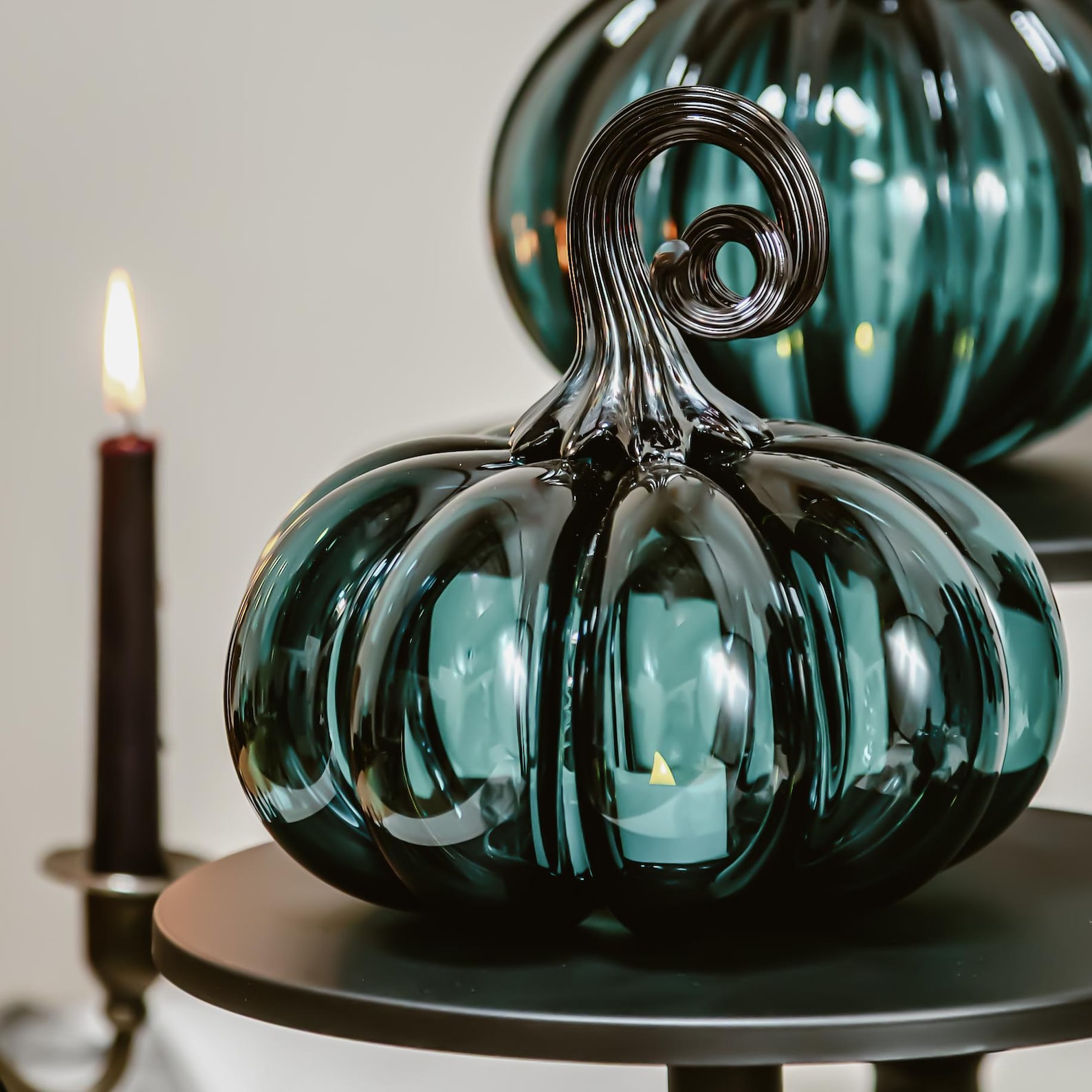 Lagoon Green | Dark Turquoise Green | Handblown Glass Pumpkin With ...