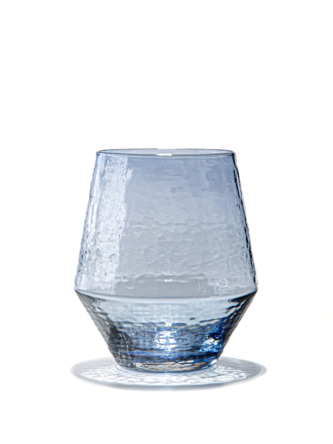 SLATE BLUE - Sparkling HANDBLOWN Stemless Glassware | Hammered Glass ...