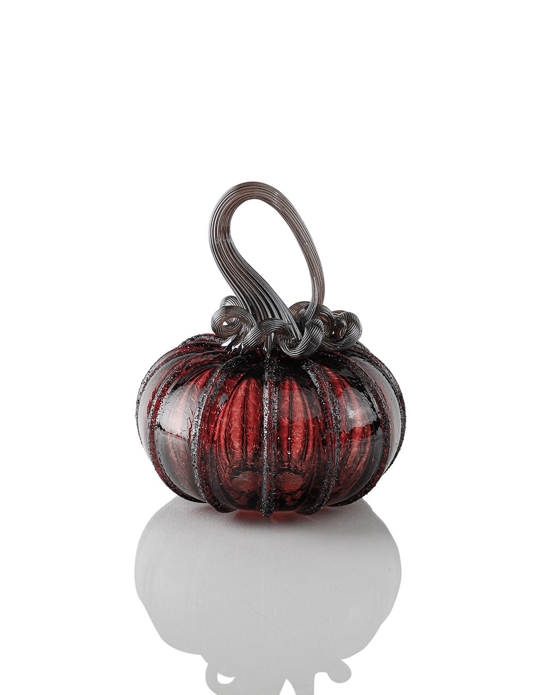 Black Cherry W/signature Stem MINI Light up Pumpkin 12 Point Handblown ...