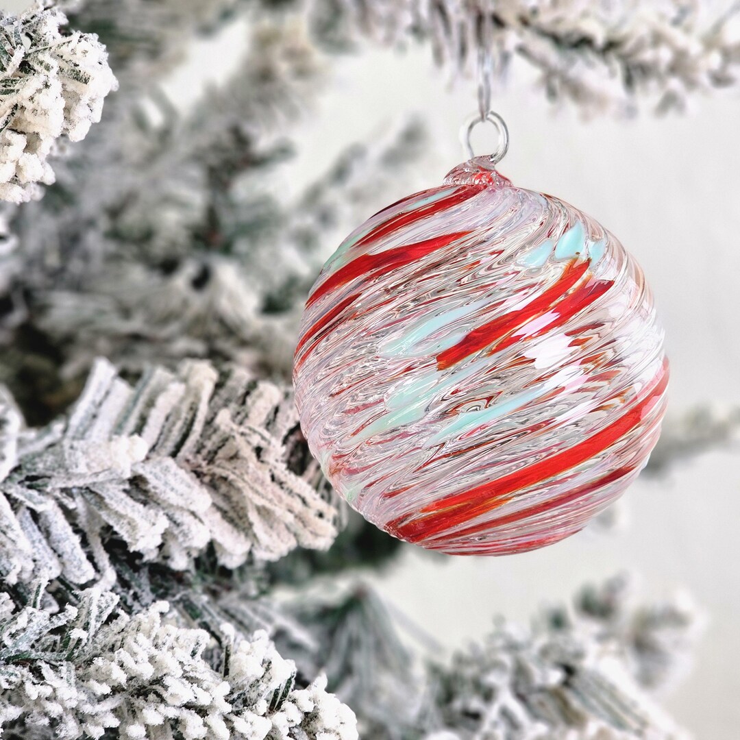 Candy Cane | Handblown Glass Ornament | Handmade in CA | Sun Catcher ...
