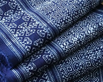 Indigo batik fabric | Etsy