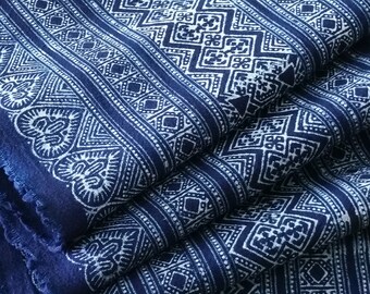 Indigo batik fabric | Etsy