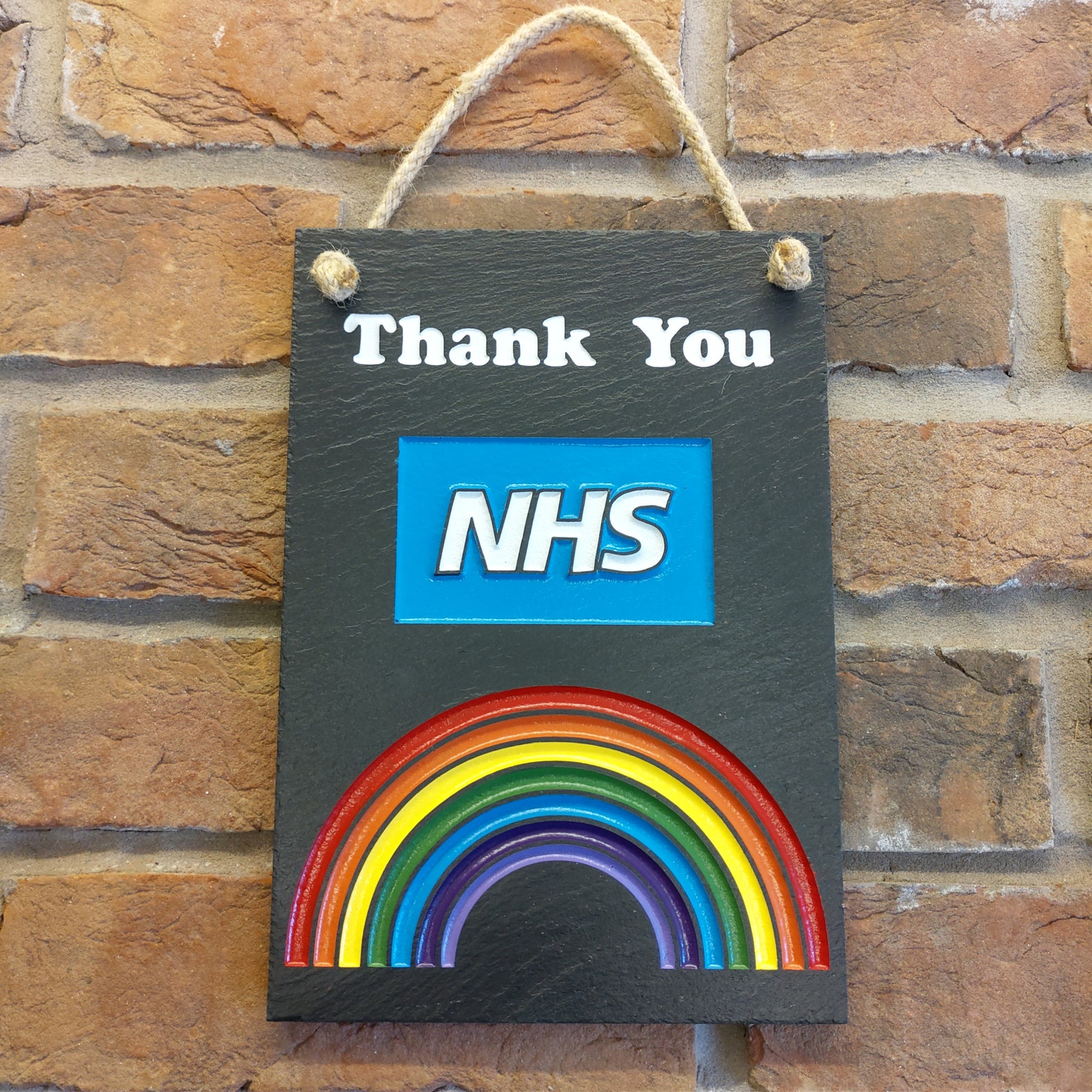 Hanging Sign Thank You NHS rainbow 10% Goes to Charity - Etsy