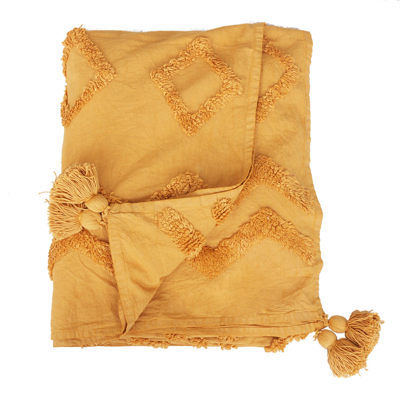 Mustard Tufted Throw/tufted Bed Throw/boho Blanket/bohemian - Etsy