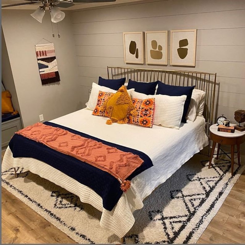 Rust Tufted Throw Blanket Boho Blanket Bohemian Bed Throw - Etsy