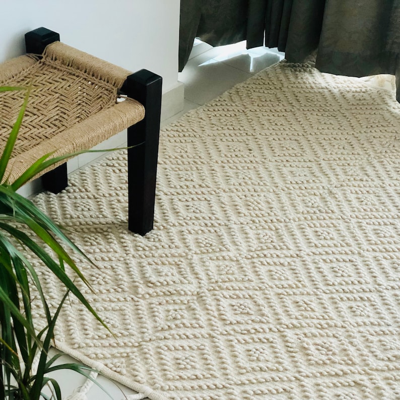 Scandinavian Natural Rug Hygge Minimalist Bedroom Rug - Etsy