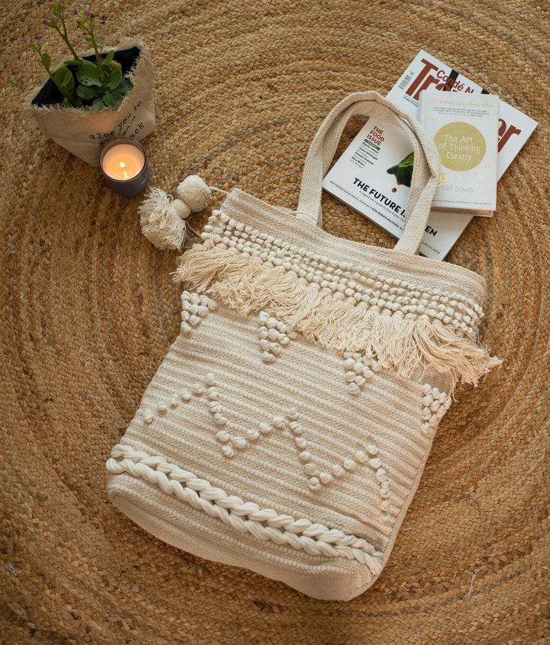 Macramé Bag Two Tone Boho Chic Shoulder Bag Farmers Market - Etsy