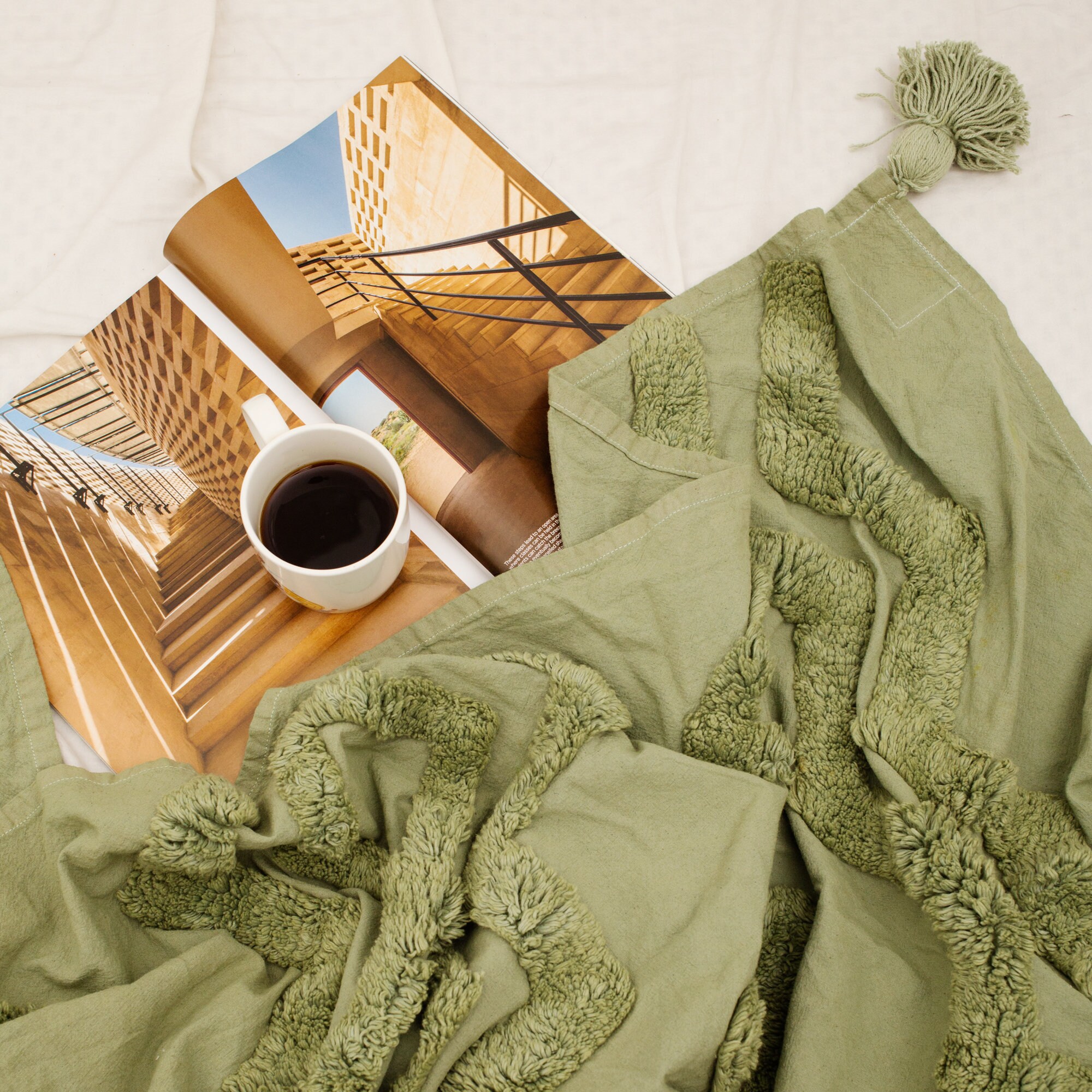 Sage Green Tufted Throw Boho Sage Green Bedroom Throw - Etsy