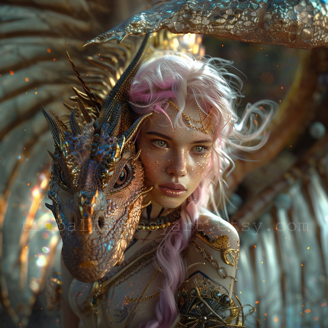 Beautiful Dragon Warrior Princess | AI Fantasy Art | Instant Digital ...