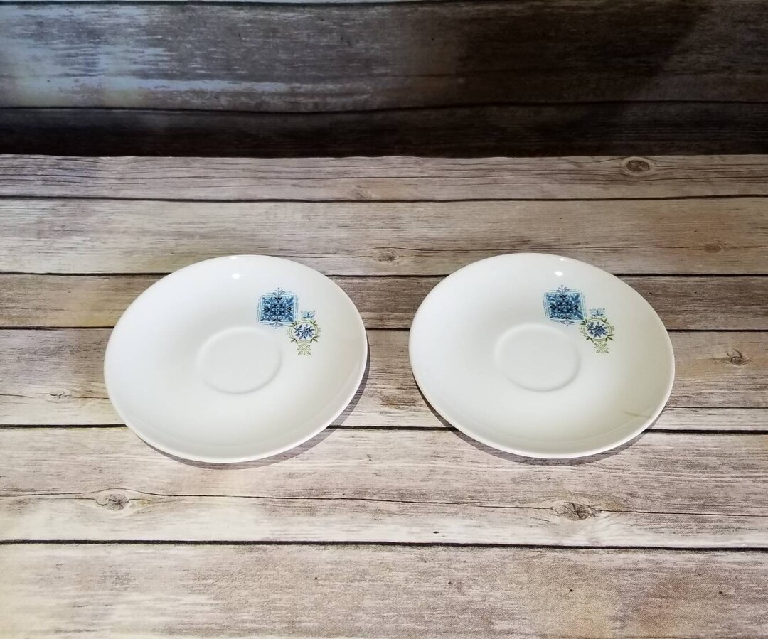 Vintage Saucers Cottagecore Flower Blue Green Pattern Farmcore ...