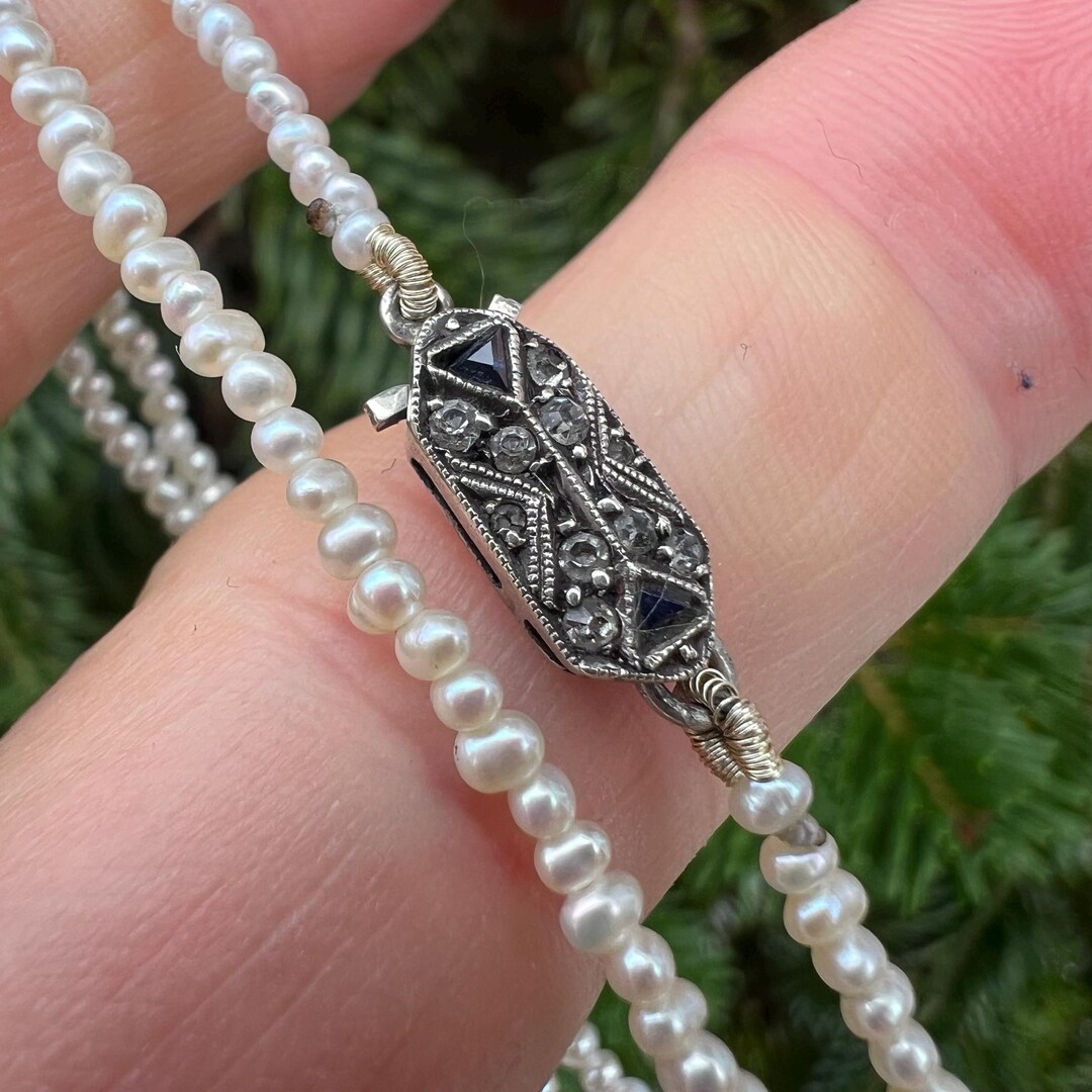 Vintage Paste Clasp on Cultured Freshwater Pearl Strand - Etsy