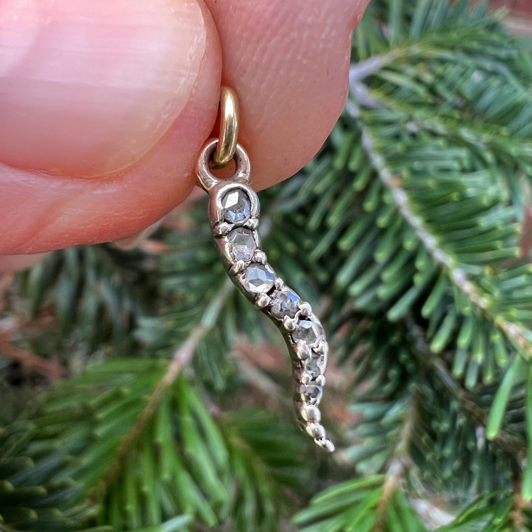 Antique Diamond Cornucopia Charm, Horn of Plenty - Etsy