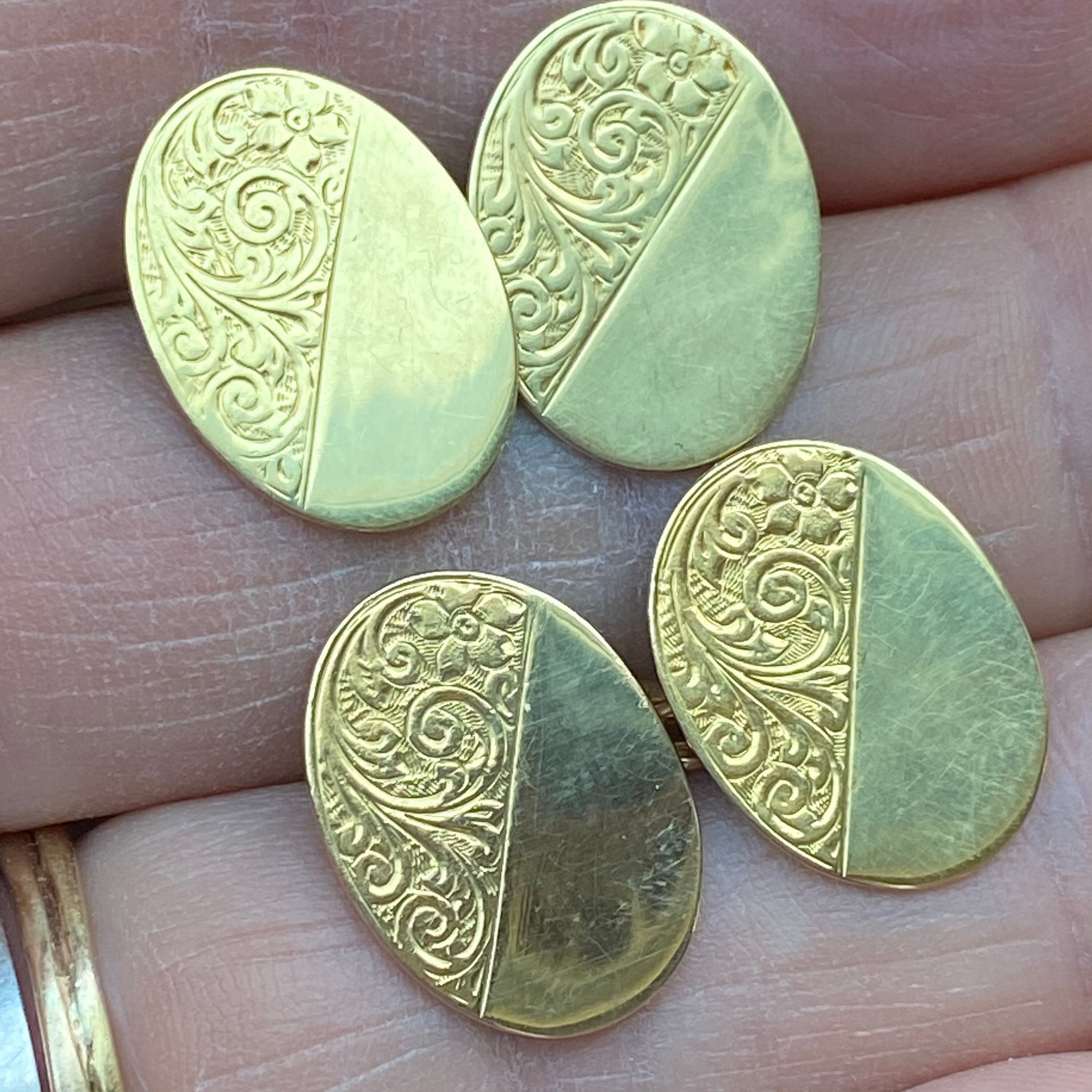 Victorian 15ct Gold Cufflinks Part Engraved 1899 - Etsy