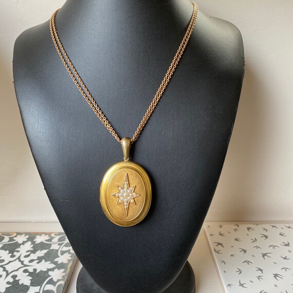 Antique 15ct gold star locket North Star celestial - Gem