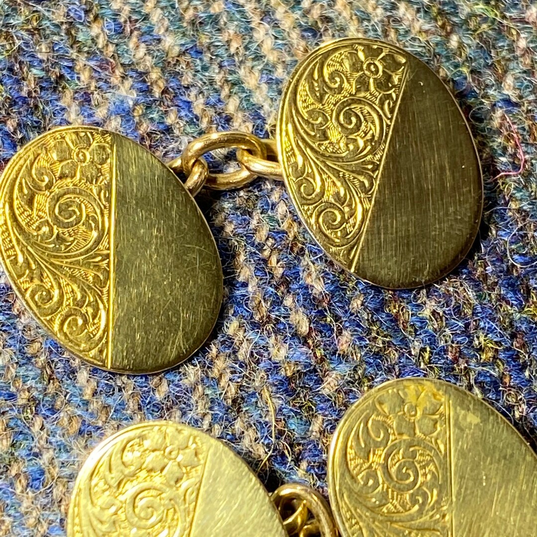 Victorian 15ct Gold Cufflinks Part Engraved 1899 - Etsy