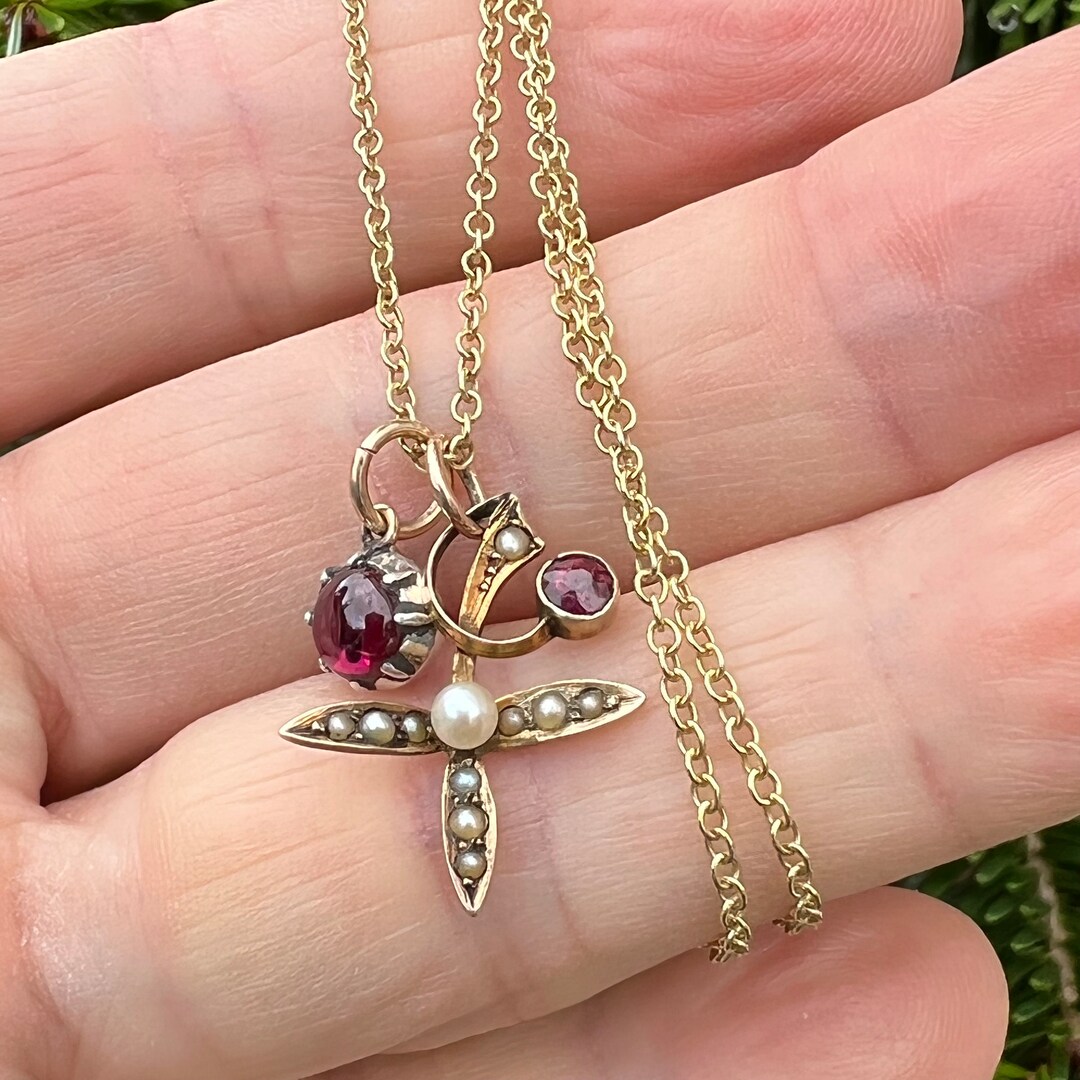 Vintage Garnet Charms on 9ct Gold Chain - Etsy