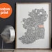 Personalised Ireland Map Print // Christmas Gift // New House - Etsy
