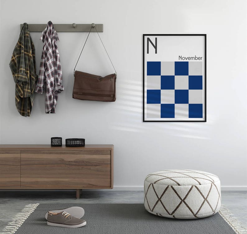 Letter N Maritime Flag Art Print | Nautical Alphabet Poster - Etsy UK