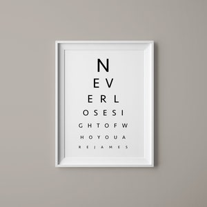Personalized Eye Test Chart Print, Scandinavian Home Decor - Etsy UK