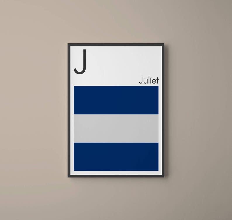 Letter J // International Maritime Signal Flags // Navy Flag | Etsy