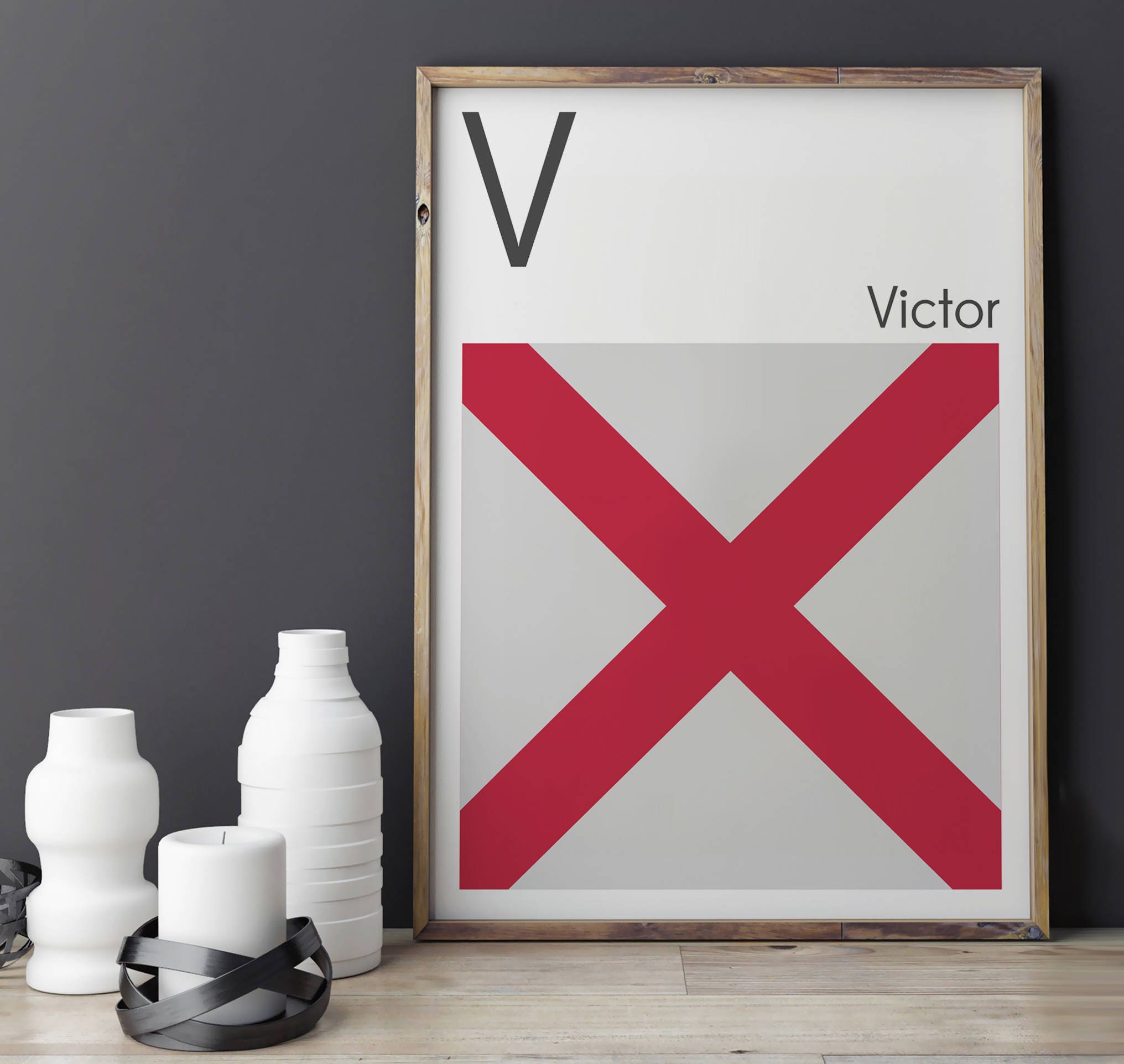 Letter V Nautical Art Print: Navy Signal Flag, Typography Poster - Etsy UK