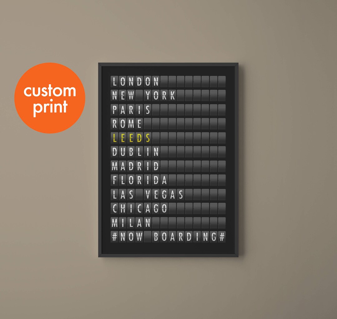 Personalised Airport Destination Board // Holiday Places // Gift for ...