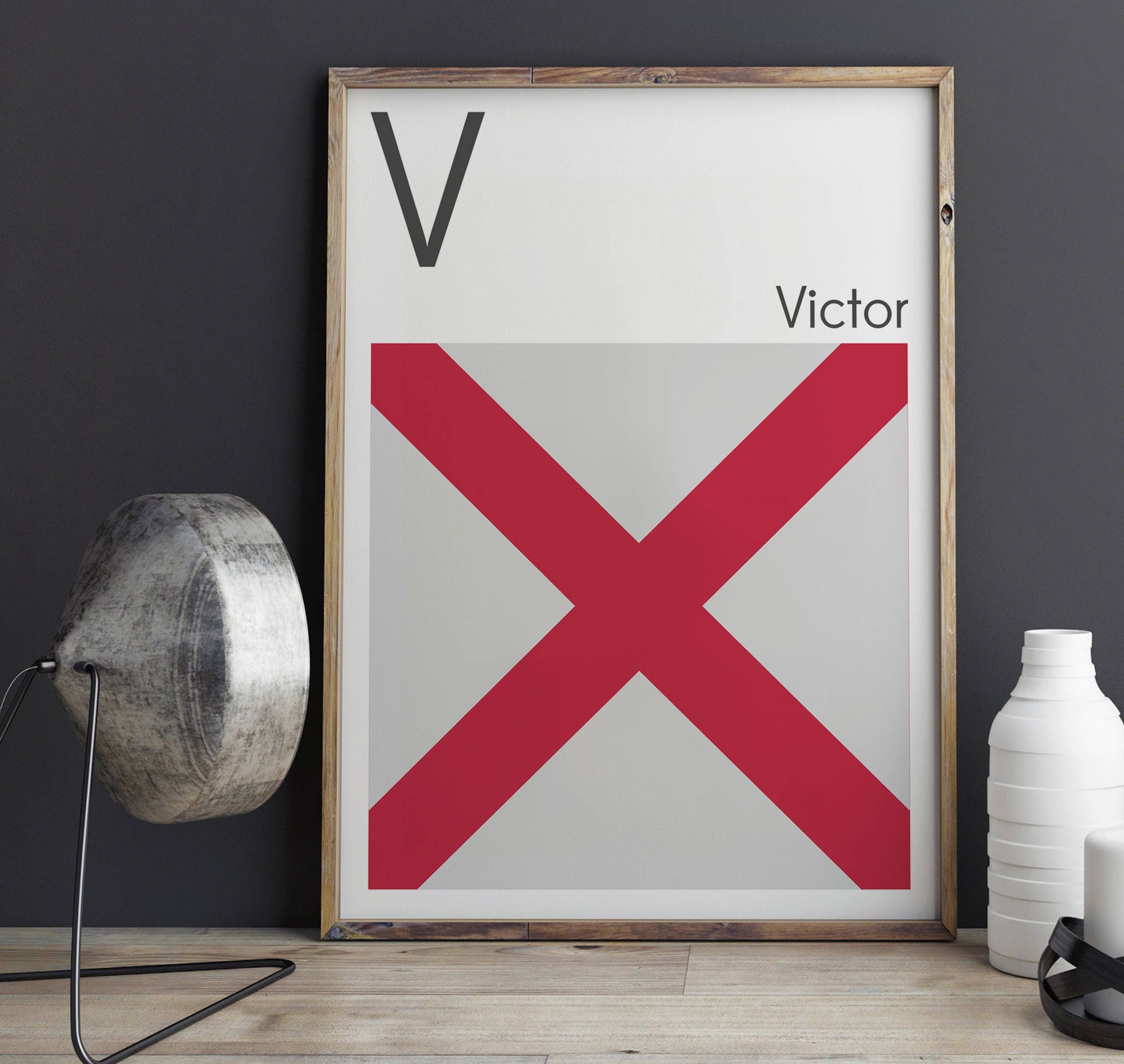 Letter V Nautical Art Print: Navy Signal Flag, Typography Poster - Etsy UK