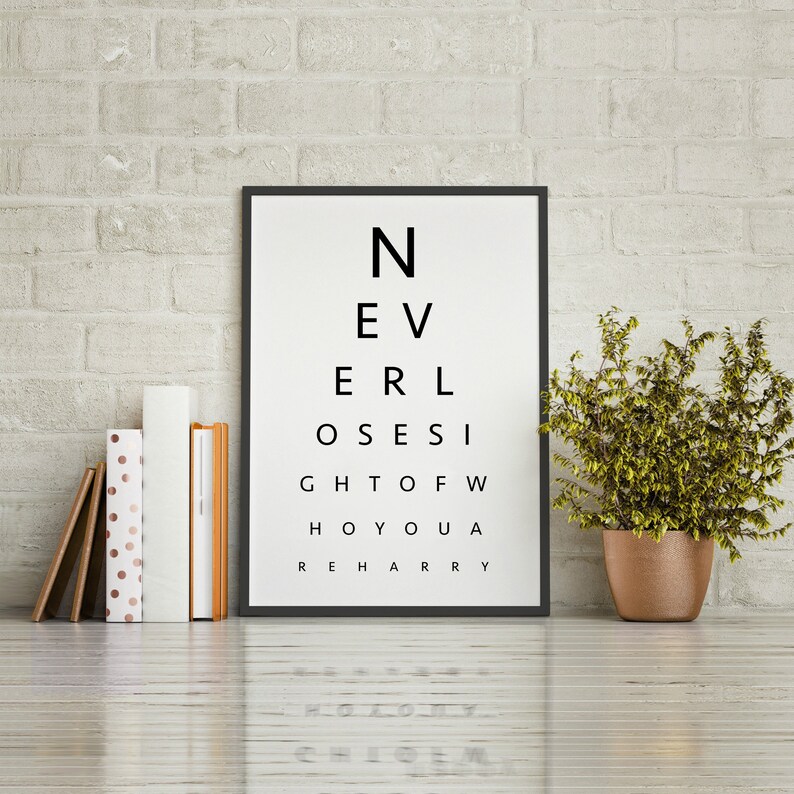 Personalized Eye Test Chart Monochrome Print // Never Lose - Etsy UK