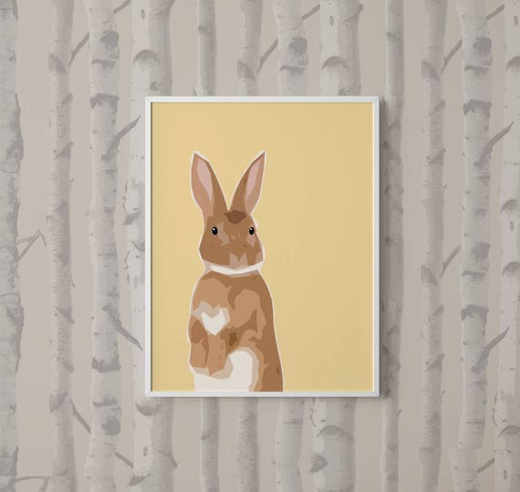 Rabbit // Woodland Animal Printable Art // Nursery Prints // | Etsy