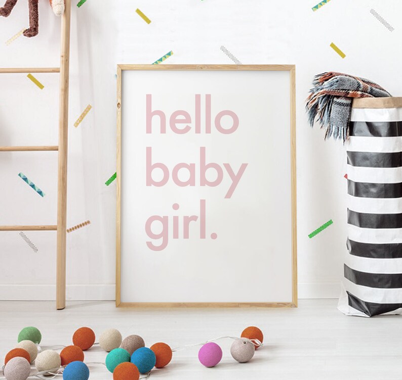 Hello Baby Girl Printable Art // Nursery Decor // Birthday - Etsy