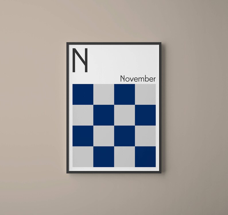 Letter N Maritime Flag Art Print | Nautical Alphabet Poster - Etsy UK