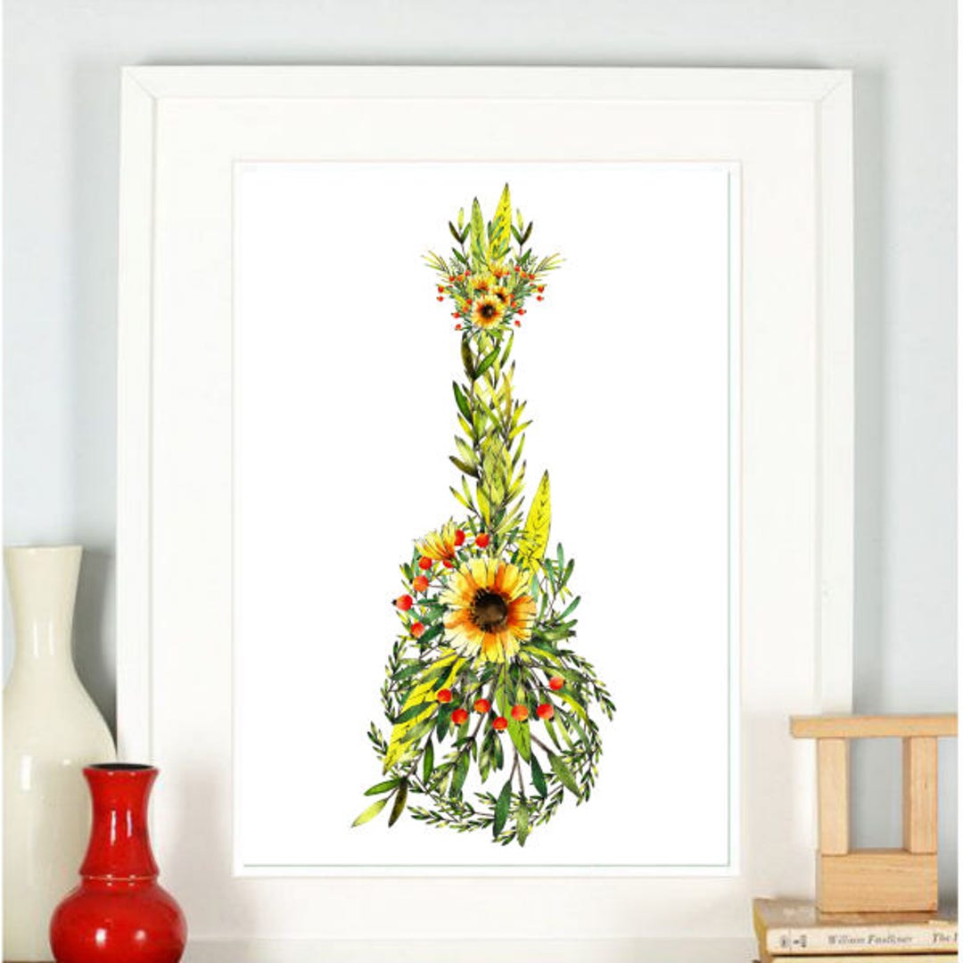 Sunflower Ukulele Wall Art Printable Digital Instant Download 8x10 Gift ...