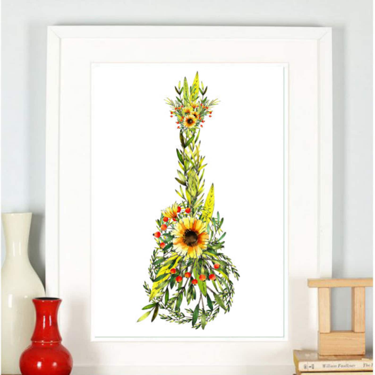 Sunflower Ukulele Wall Art Printable Digital Instant Download 8x10 Gift ...