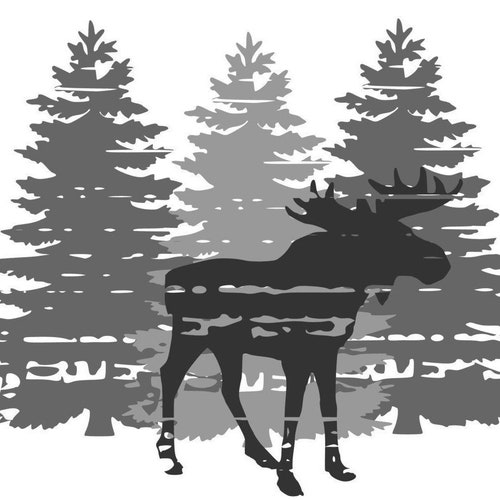 Distressed Trees and Moose SVG - Etsy