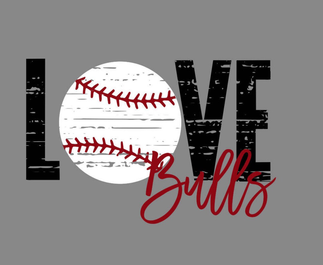 Love Distressed Baseball Bulls SVG - Etsy