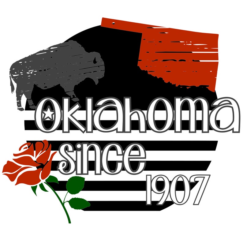 Oklahoma Since 1907 Rose Buffalo State Distressed Stripes SVG/PNG - Etsy