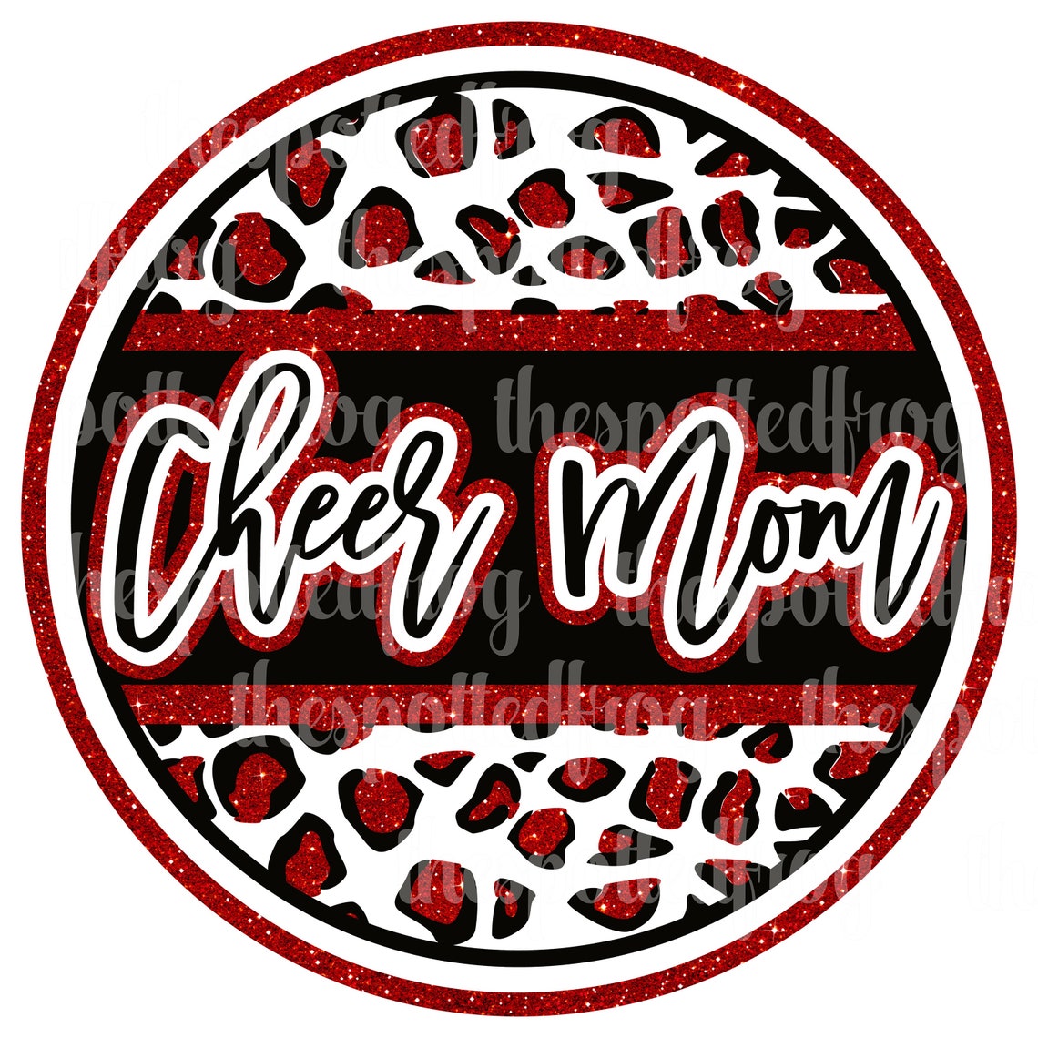 Cheer MOM Glitter Cheetah Circle PNG | Etsy
