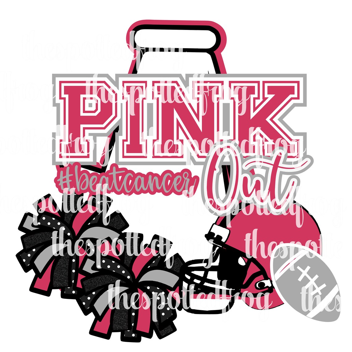 Pink Out Glitter and Without Glitter Football and Cheer PNG - Etsy
