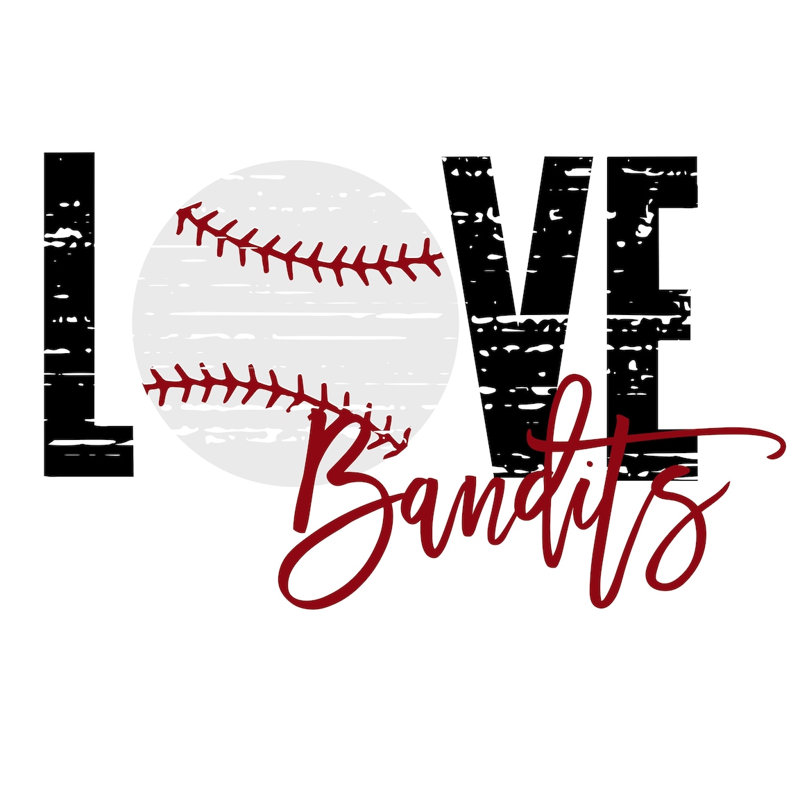 Love Bandits Distressed Baseball SVG | Etsy