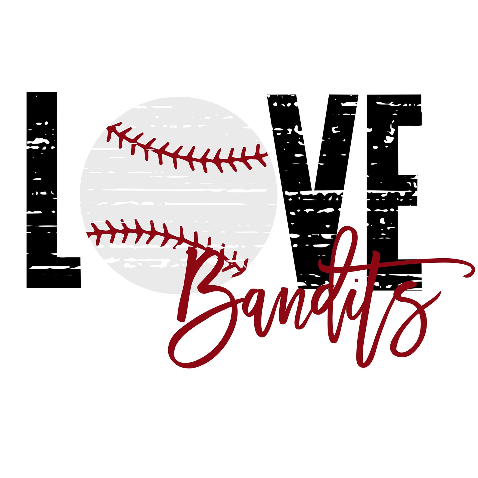 Love Bandits Distressed Baseball SVG | Etsy