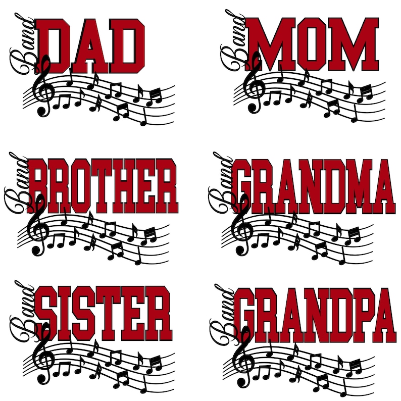 Band Bundle Music Mom Dad Grandma Grandpa Brother Sister - Etsy