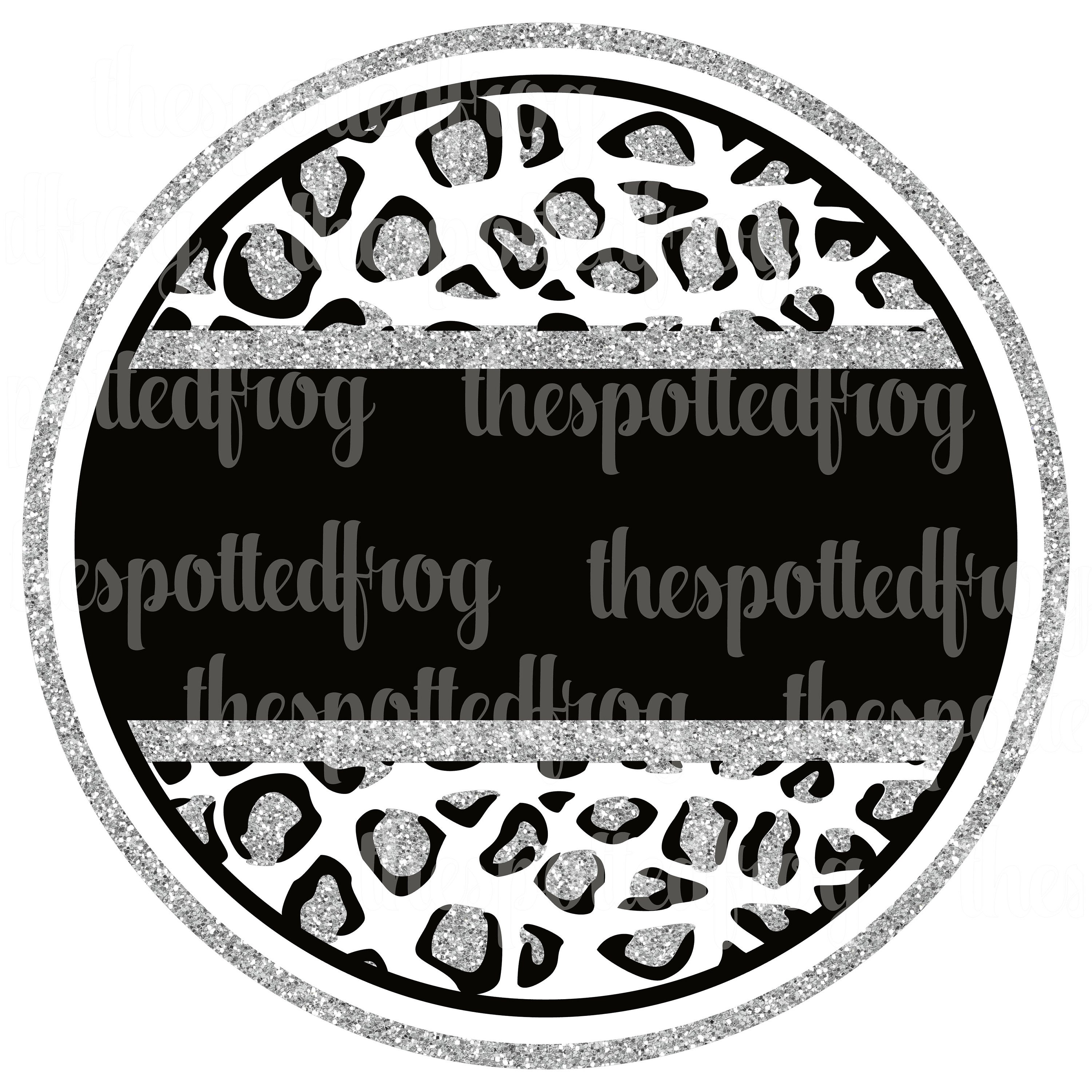 Cheetah Silver Glitter Circle PNG - Etsy