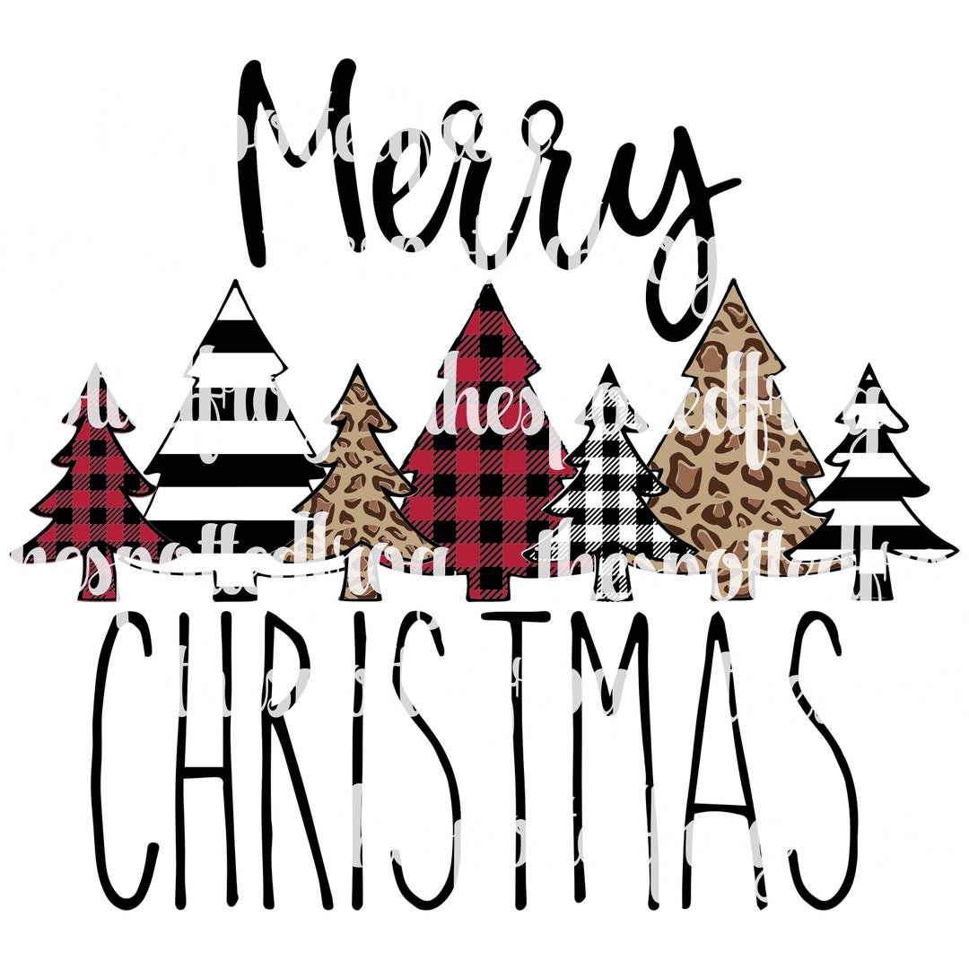 Merry Christmas Trees Cheetah Buffalo Plaid Stripes SVG/PNG - Etsy