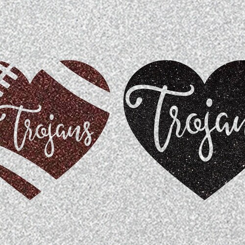 Trojans Football Hearts SVG - Etsy