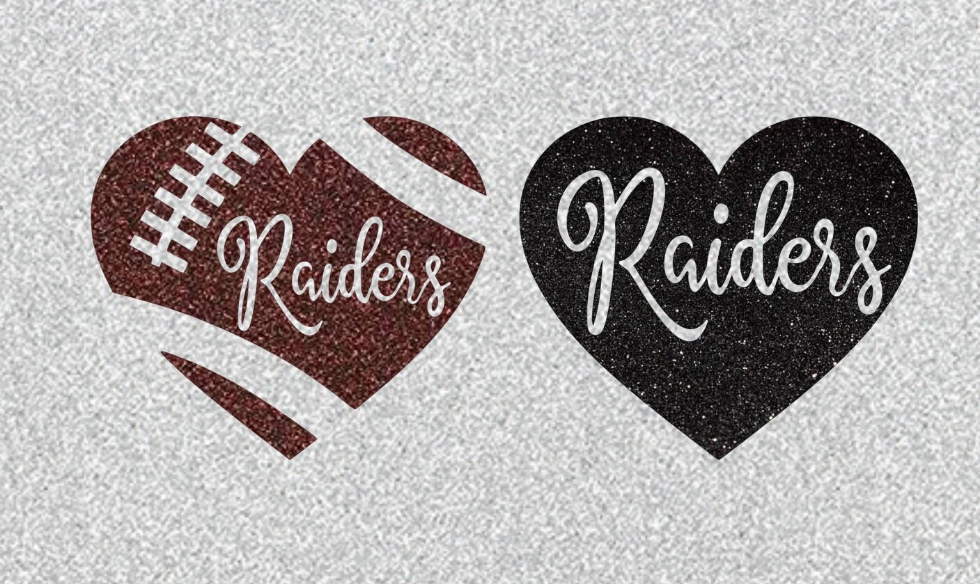 Raiders Football Hearts SVG | Etsy