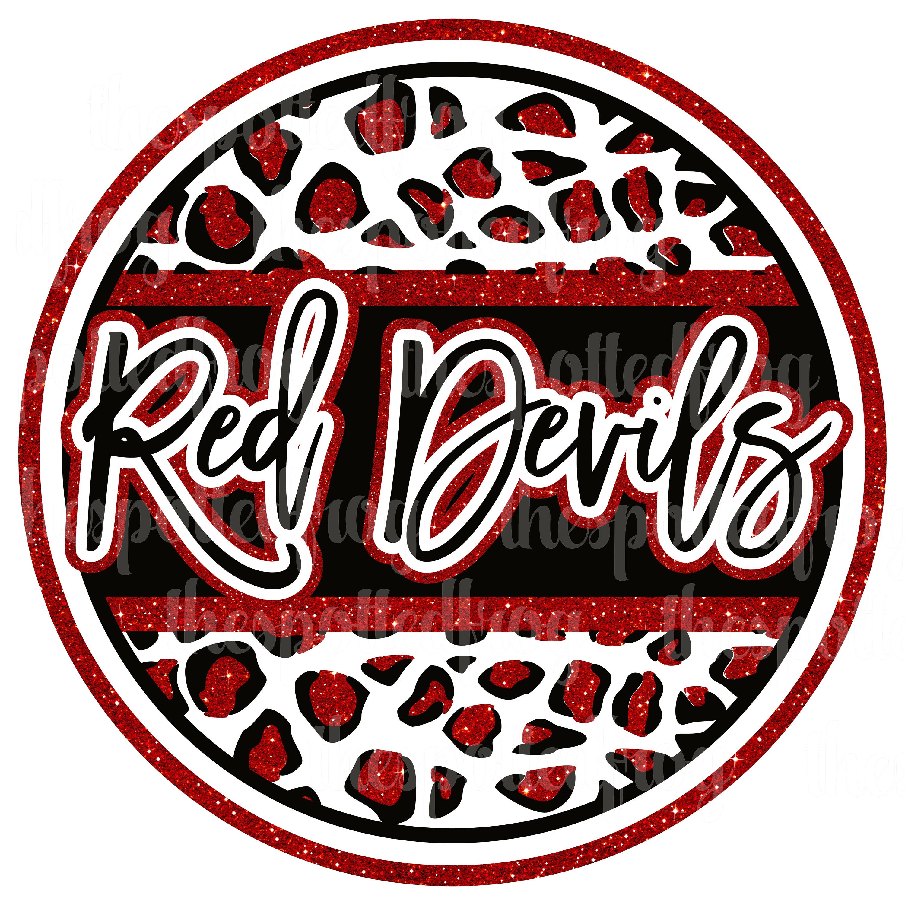 Red Devils Glitter Cheetah Circle PNG - Etsy