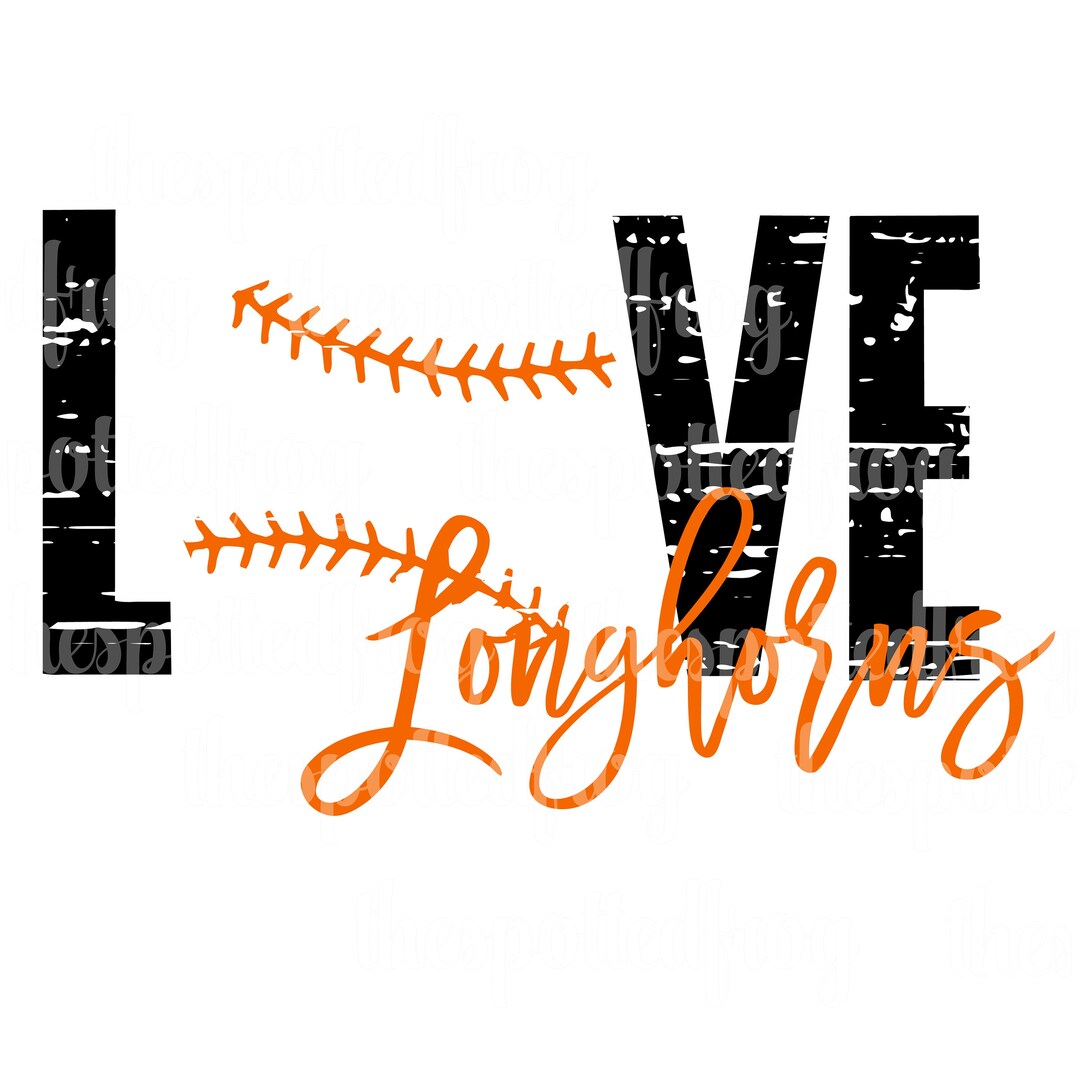 Longhorns Love Distressed Baseball SVG/PNG - Etsy